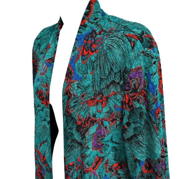 Vintage | Sweaters | Vintage Peacock Cardigan Open Front Side Vents ...